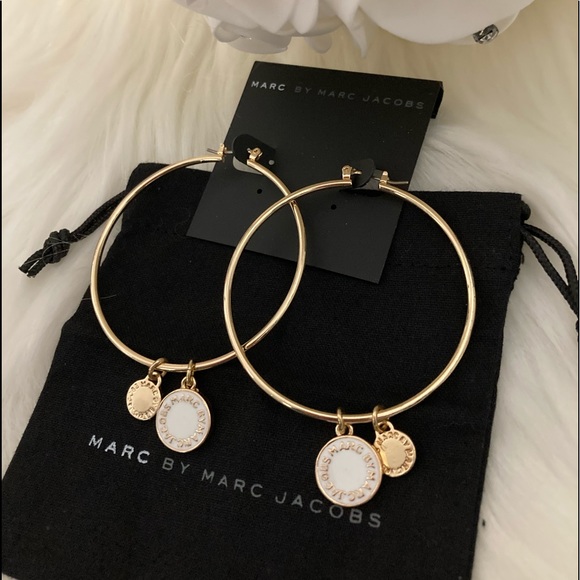 Marc By Marc Jacobs | Jewelry | Nwt Marc Jacobs White Gold Logo Hoop ...